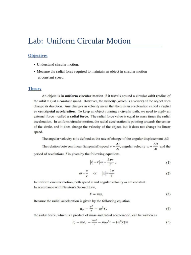 Rotational Motion Lab Known Angular Velocity | PDF
