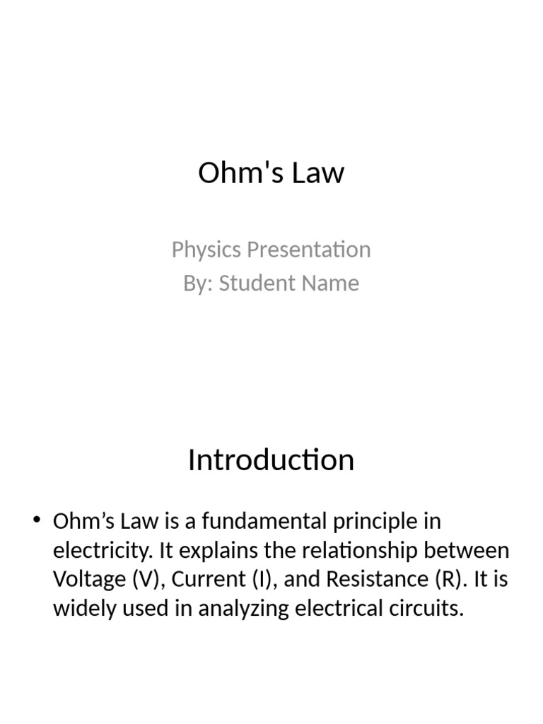Ohms Law Presentation | PDF