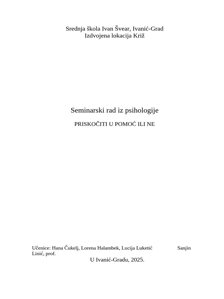 Priskočiti U Pomoć Ili Ne | PDF