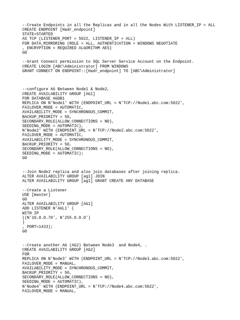 Configuring SQL Server DAG Endpoints | PDF | Transmission Control ...