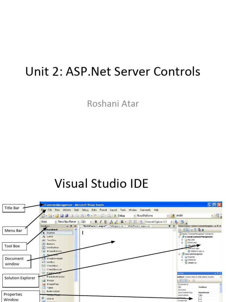 Unit 2 ASP - Net Server Controls | PDF | Window (Computing) | Software