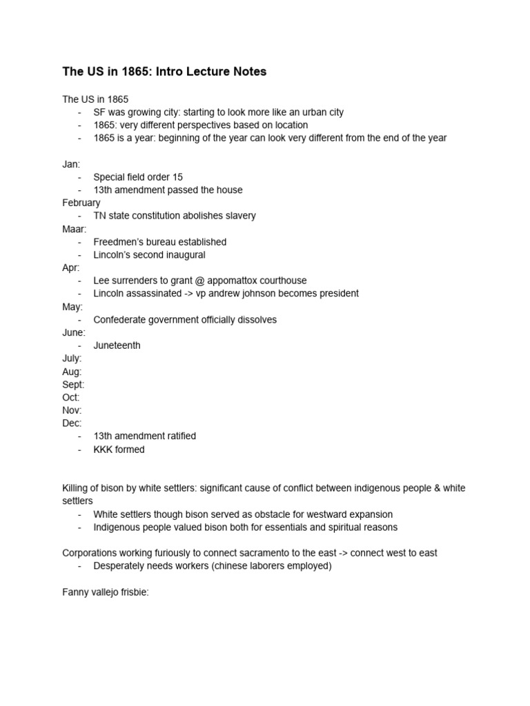 History 7b Lecture Notes | PDF | Reconstruction Era | Emancipation ...