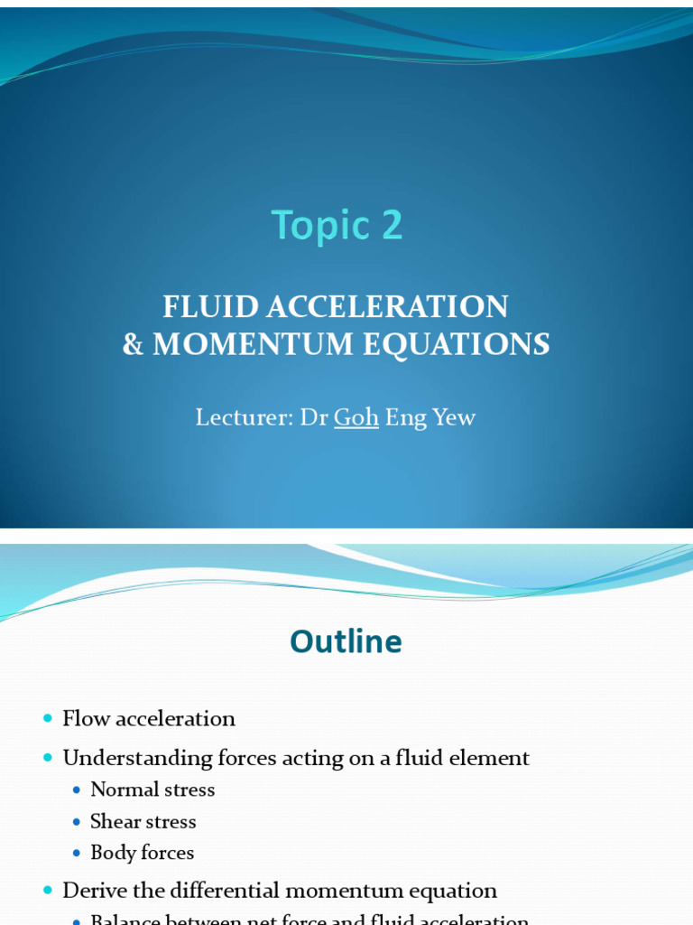 6063 Fluids Topic 2 Momentum | PDF | Fluid Dynamics | Acceleration