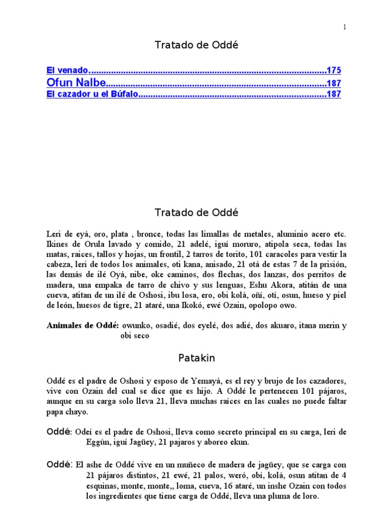 Tratado de Oddé: El Orisha Cazador | PDF | Santeria | Religión y creencia