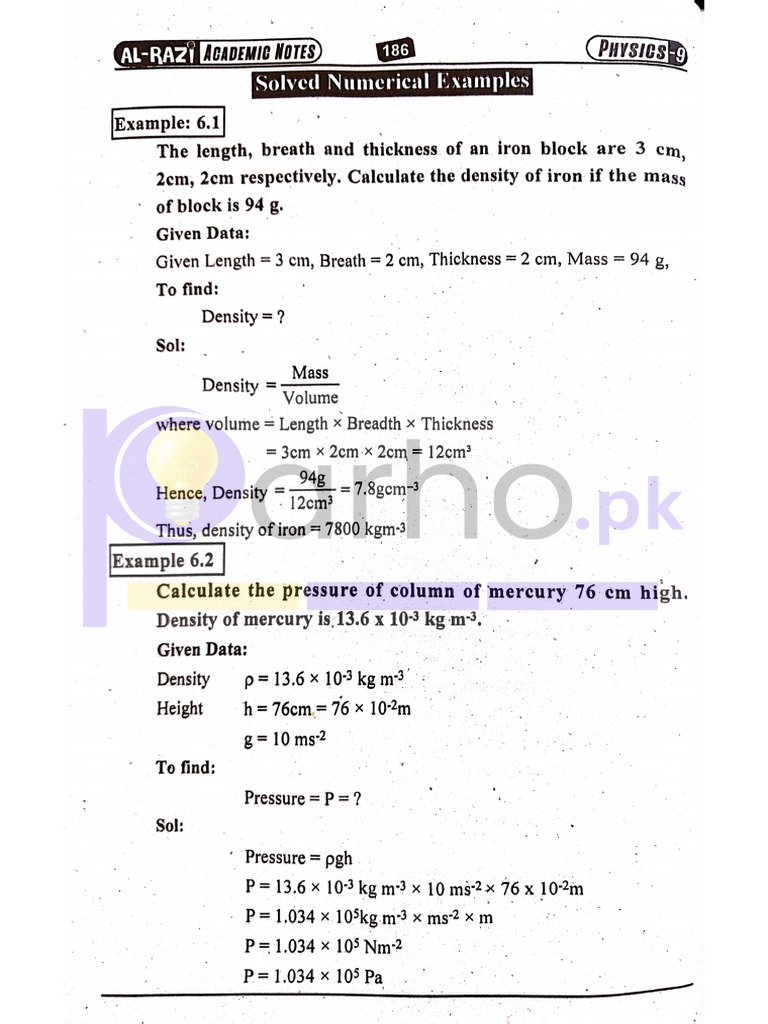 9th Physics CH 6 Numerical | PDF