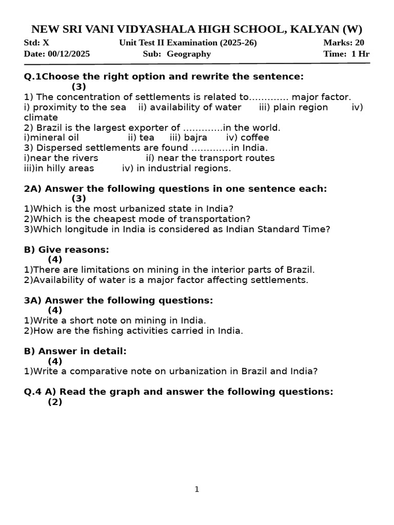 Geography X Unit II 2025-26 | PDF