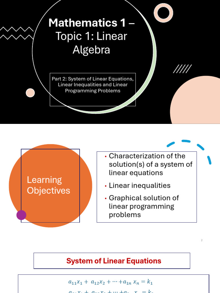 LinearAlgebra-Part 2 - Inequalities | PDF | Equations | System Of ...