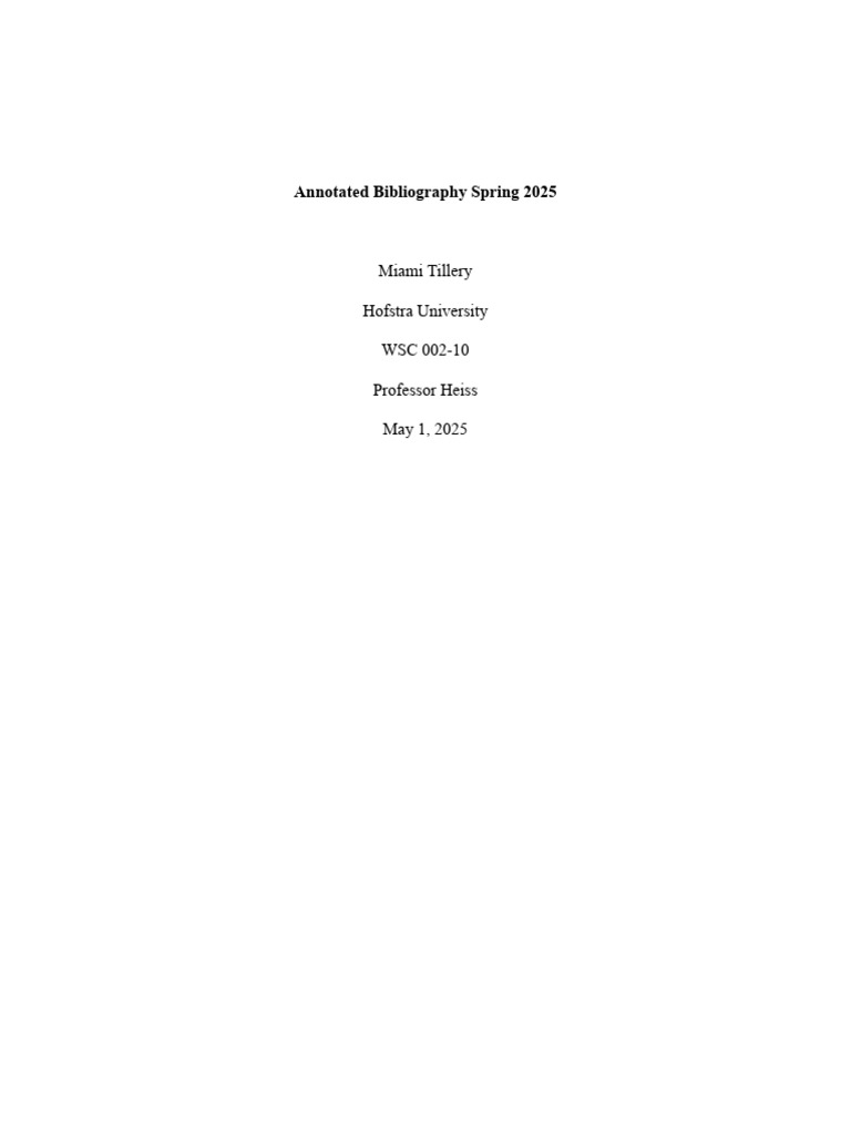 Miami Tillery - Annotated BIB Spring 2025 | PDF | Physical Fitness | Sports