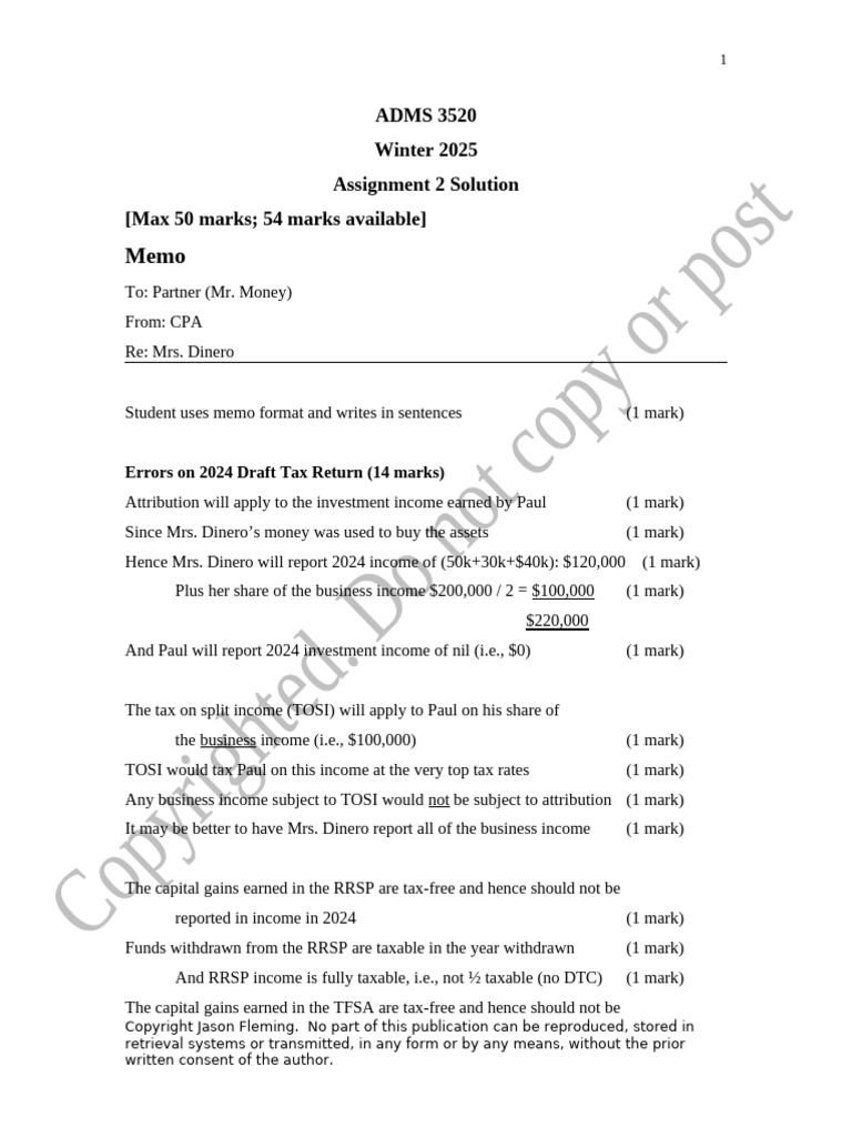W25 ADMS 3520 Solutions Assignment 2 | PDF | Capital Gain | Capital ...