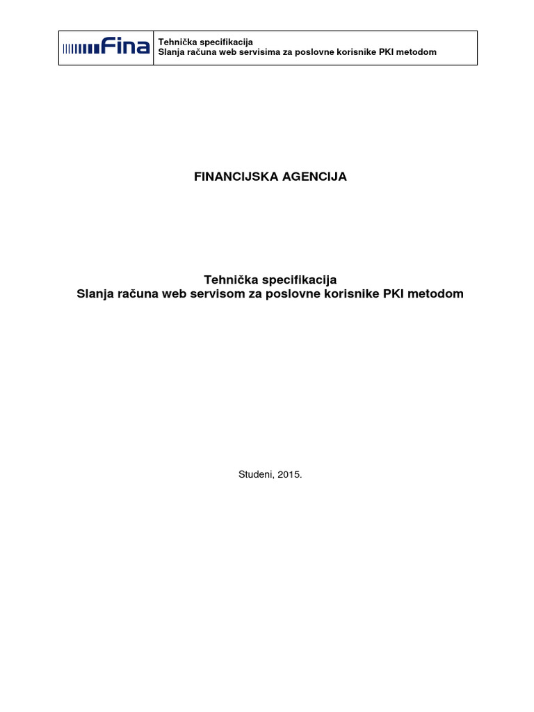 Tehnicka Specifikacija - Slanja Racuna Web Servisom Za Poslovne ...
