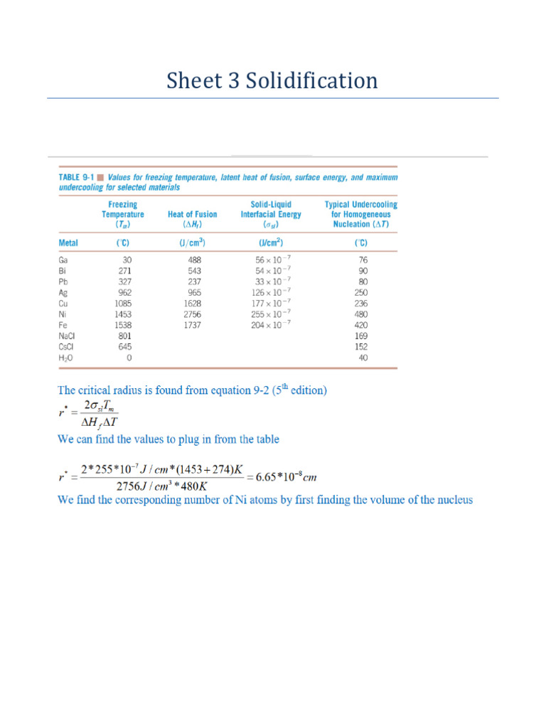 Sheet 3 Material Solidifications | PDF