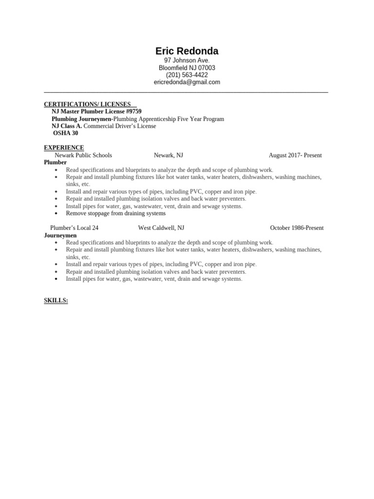 Eric Redonda Resume | PDF