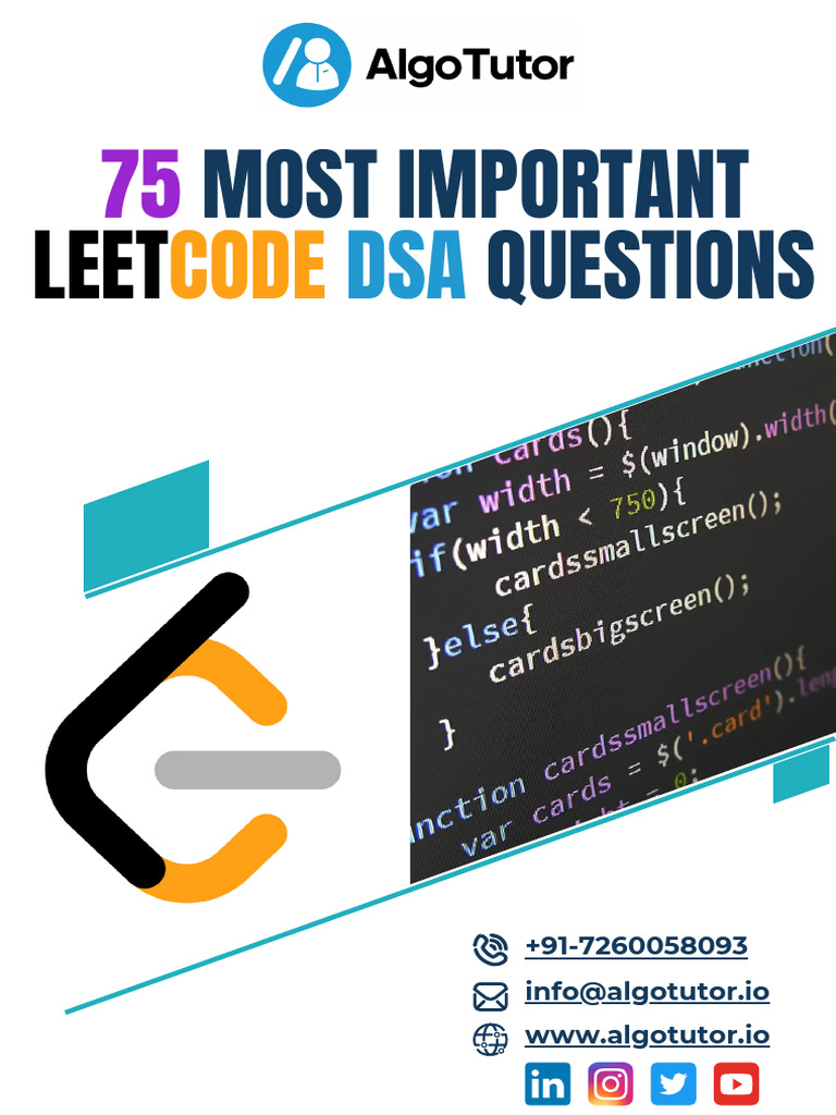75 Most Important LeetCode DSA Questions | PDF | Algorithms And Data Structures | Computer ...