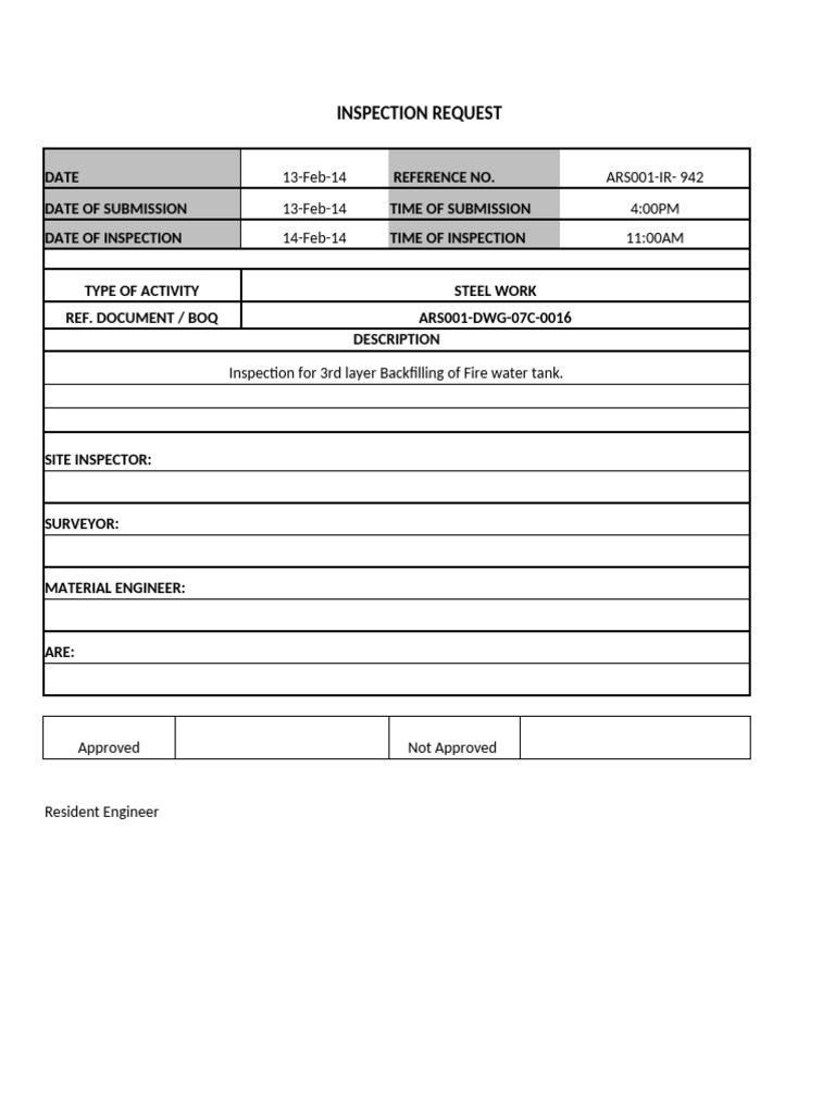 Inspection Request | PDF