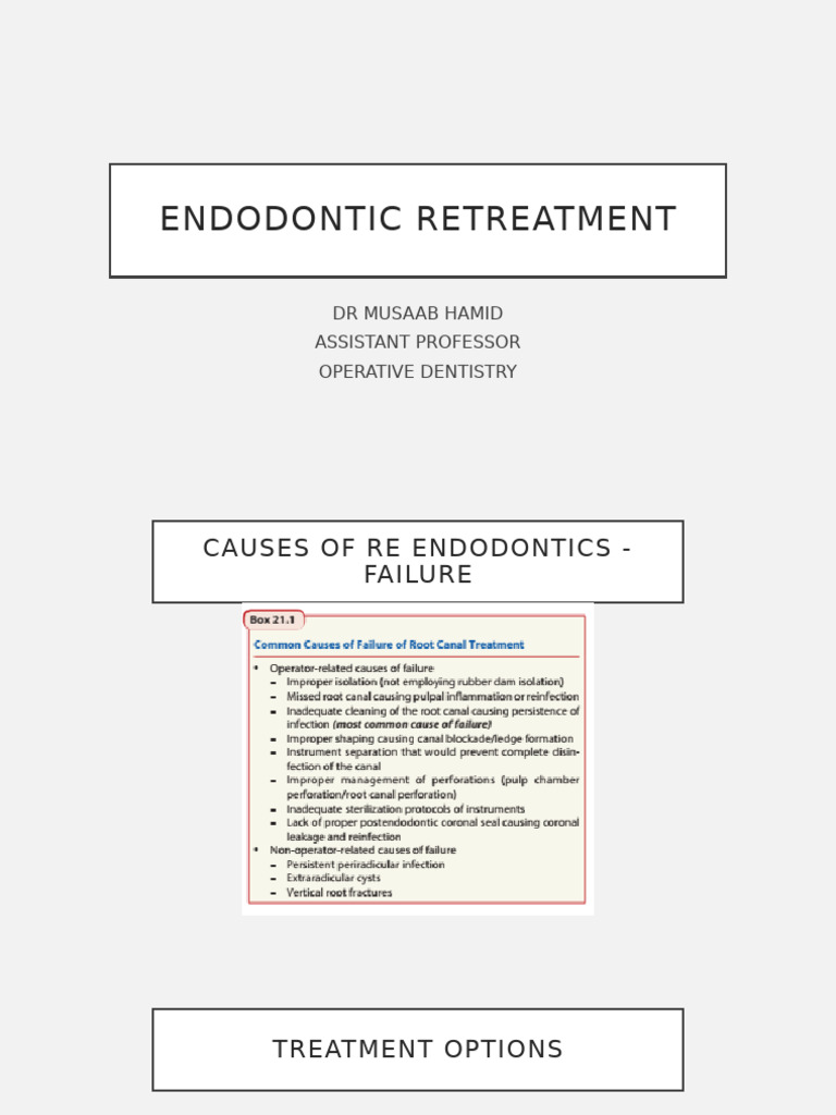 Endodontic Retreatment Techniques Guide | PDF | Medical Specialties ...