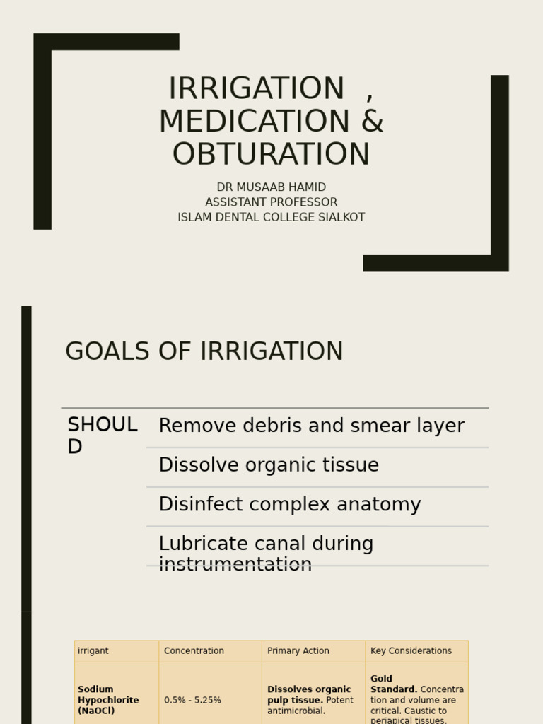Irrigation , Medication & Obturation | PDF | Medical Specialties