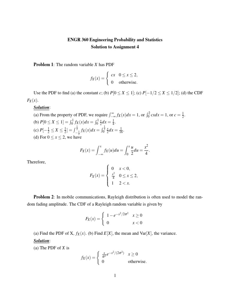 Assignment 4 Solution | PDF | Probability Density Function | Mathematical Analysis