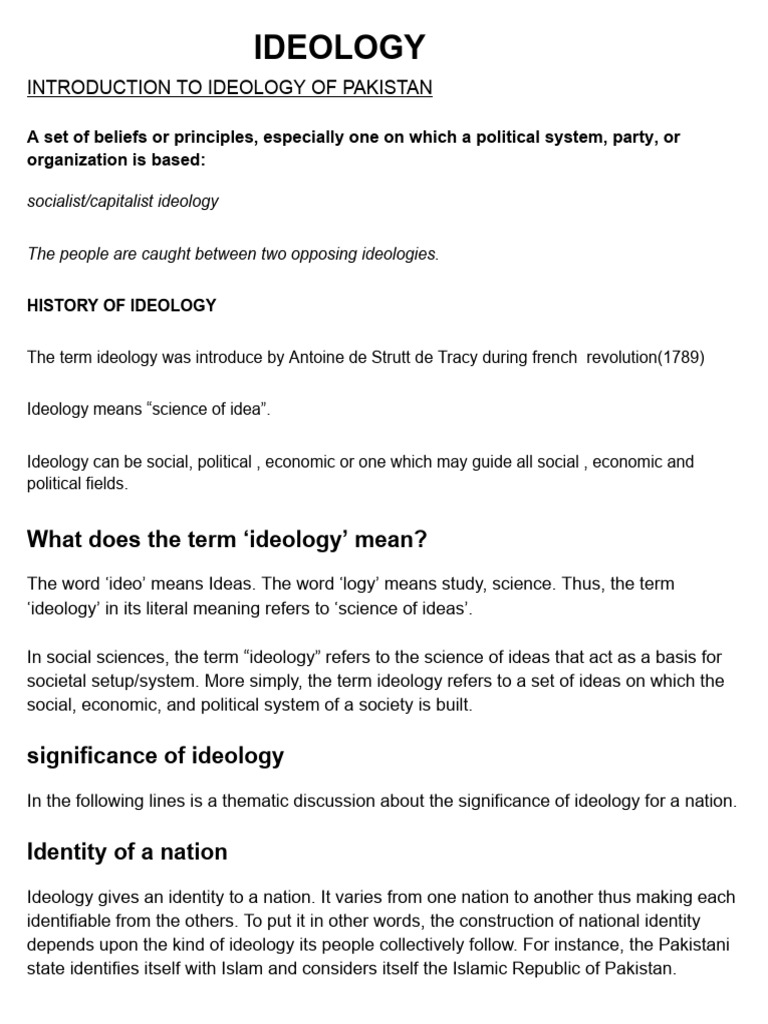IDEOLOGY | PDF | All India Muslim League | Pakistan Movement