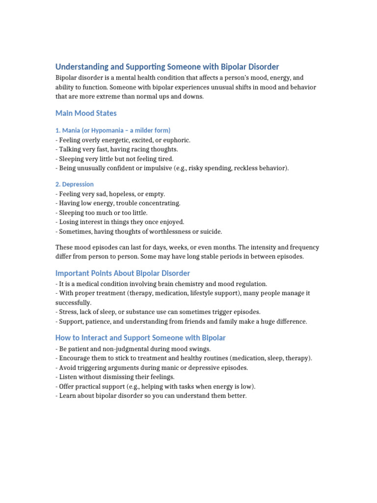 Understanding Bipolar Disorder | PDF
