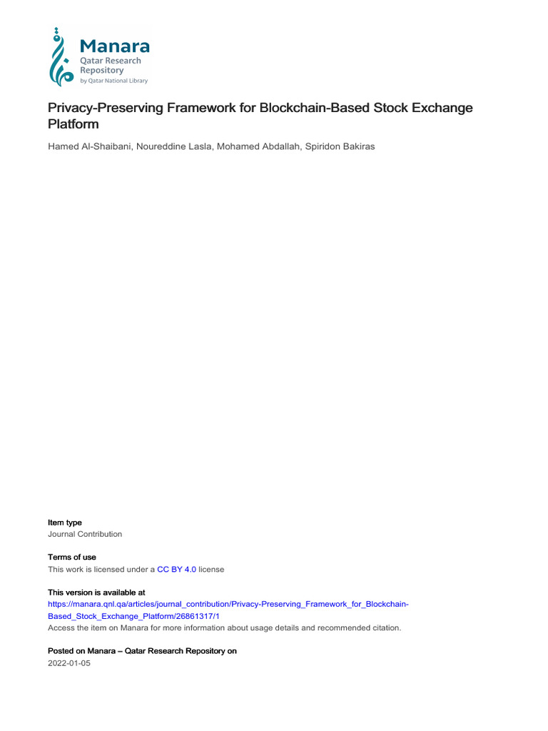 Privacy-Preserving Framework For Blockchain-Based Stock Exchange ...