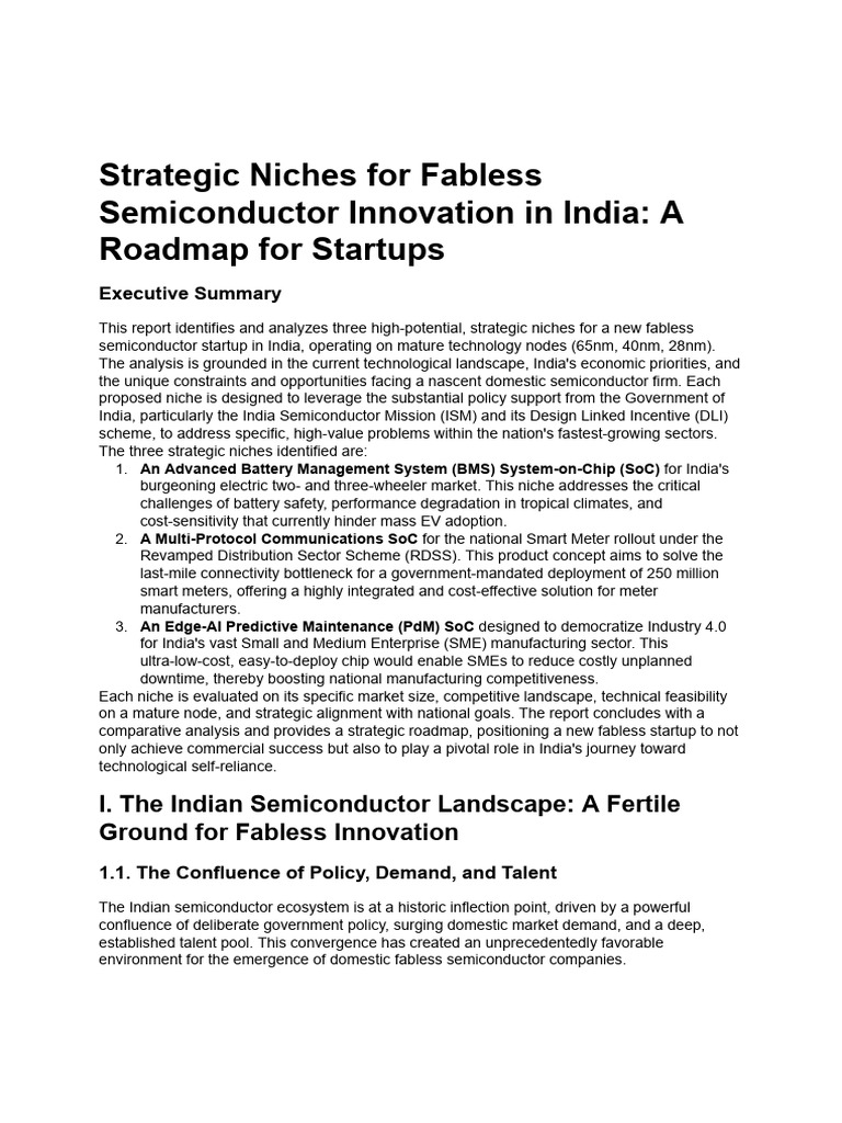 Fabless Semiconductor Niches in India | PDF | System On A Chip ...