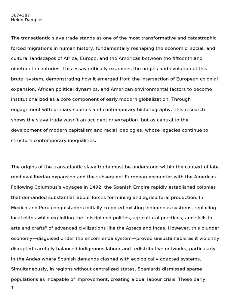 Origins and Evolution of The Slave Trade | PDF | Atlantic Slave Trade ...