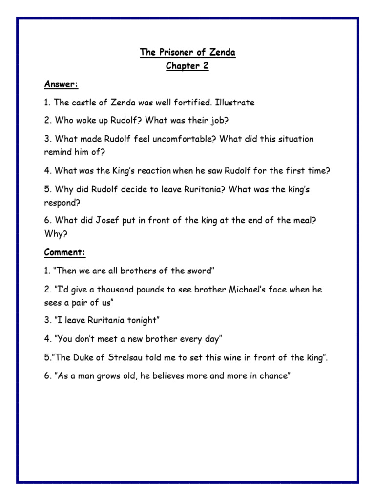 The Prisoner of Zenda Chapter 2 | PDF