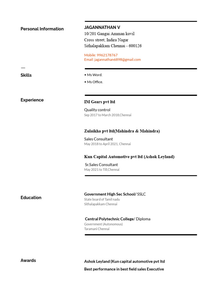 Jagan New Resume | PDF