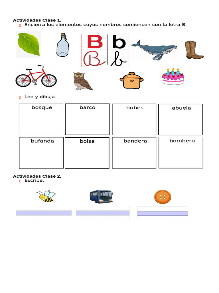 Actividades educativas sobre la letra B | PDF