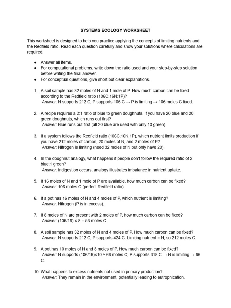 Module 2 - 04 - ECOLGEN N01 - N02 - Worksheet Key | PDF