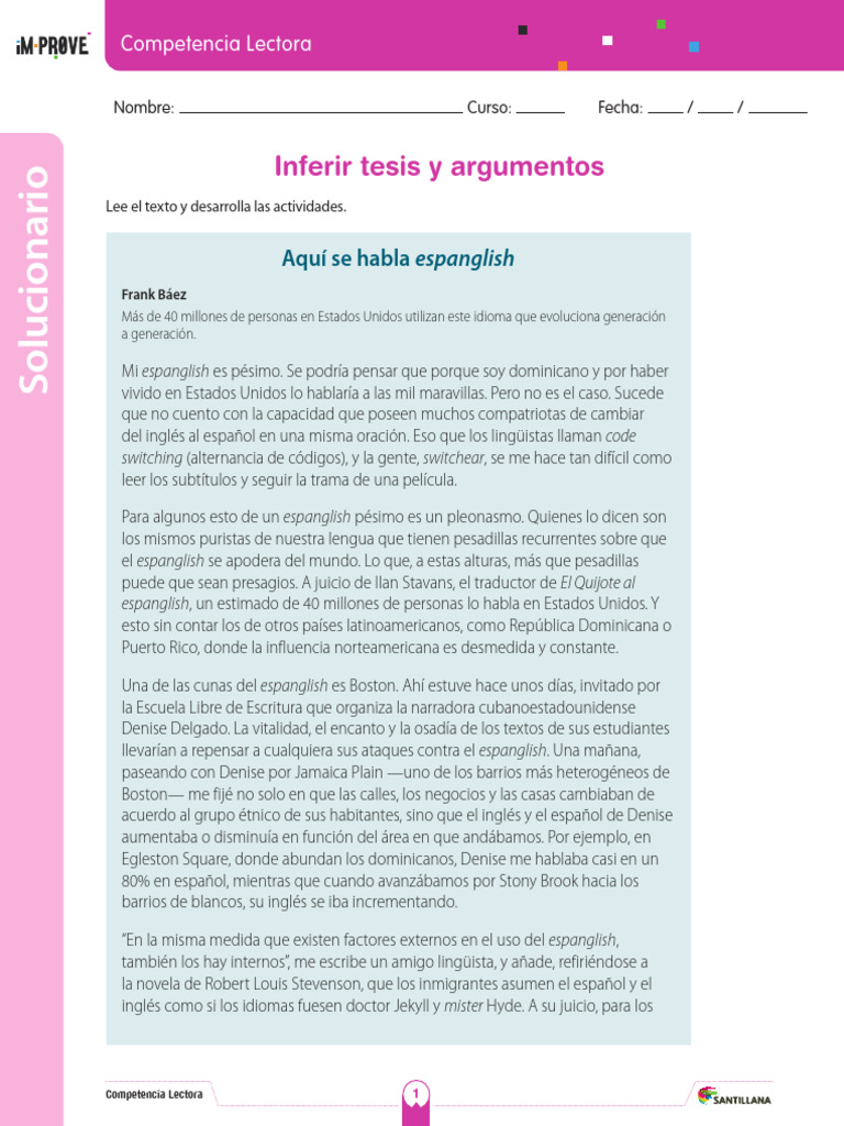 Inferir Tesis y Argumentos 2 Respuestas | PDF | Extraño caso del Dr ...