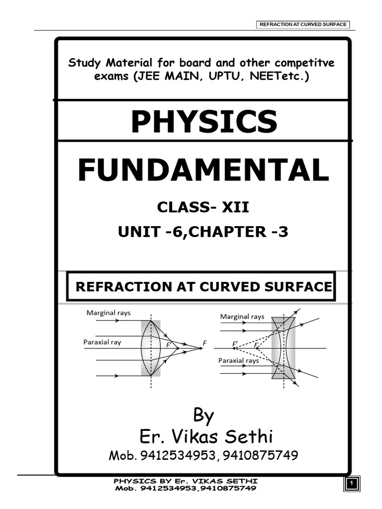 Refraction at Curved Surfaces Guide | PDF | Sphere | Geometry
