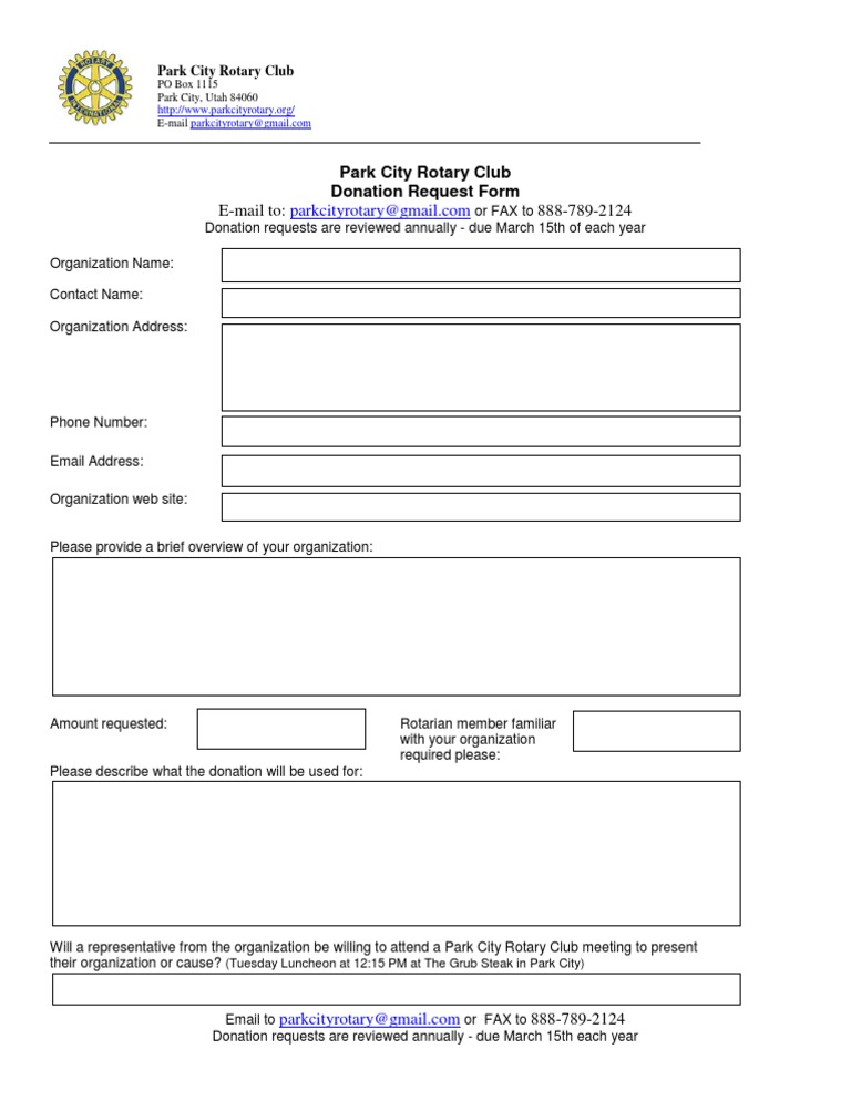 Park City Rotary Club Donation Request Form | PDF