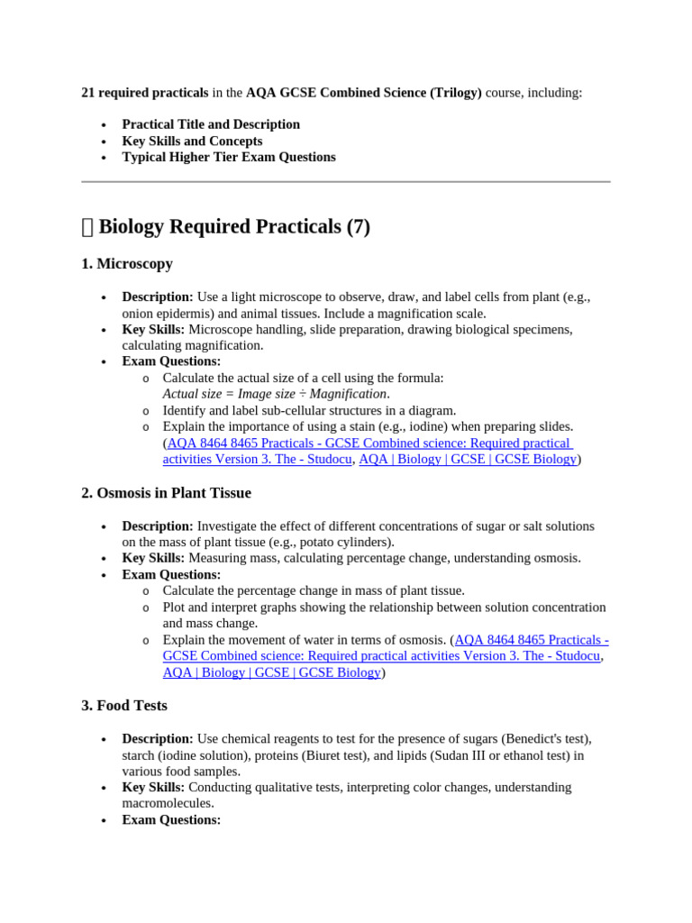 AQA GCSE Required Practicals Guide | PDF | Chemical Reactions | Solubility