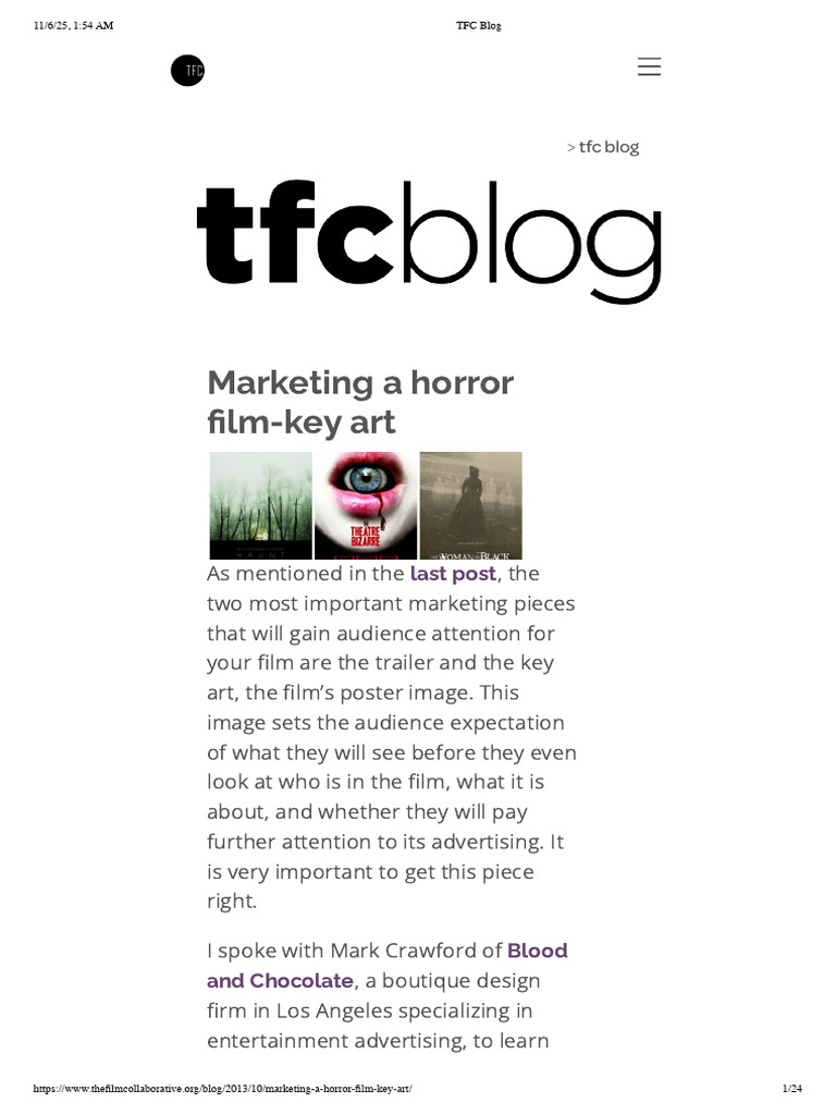 TFC Blog - Marketing A Horror Film-Key Art | PDF | Image | Independent Film