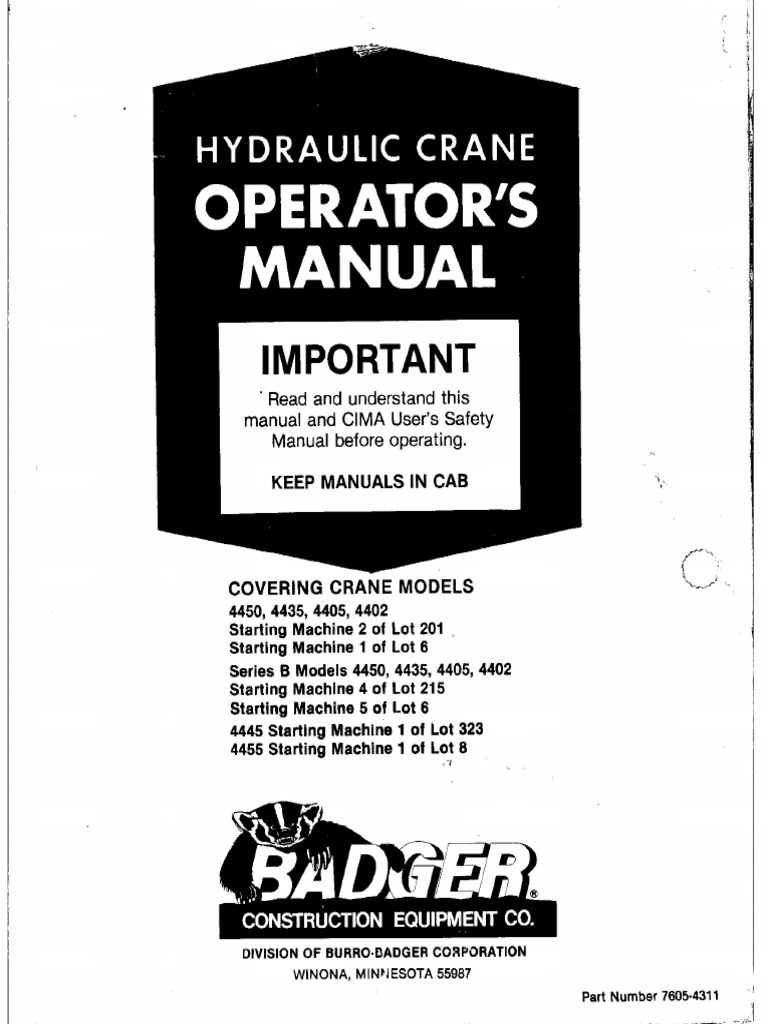 Badger Equipment Company Rough Terrain Cranes Spec 06ba1c | PDF