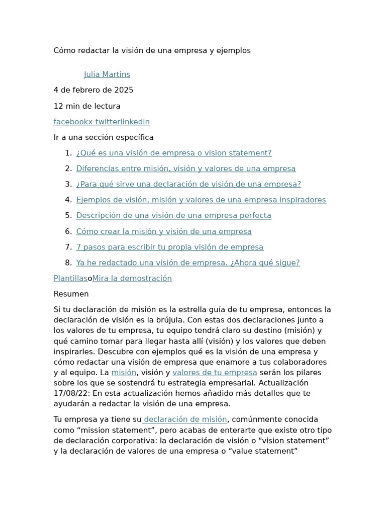 Cómo redactar una declaración de visión | PDF | Planificación estratégica