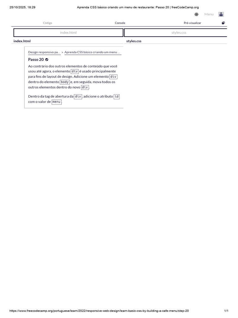 Aprenda CSS Básico Criando Um Menu de Restaurante_ Passo 20 _ FreeCodeCamp.org - Cópia | PDF