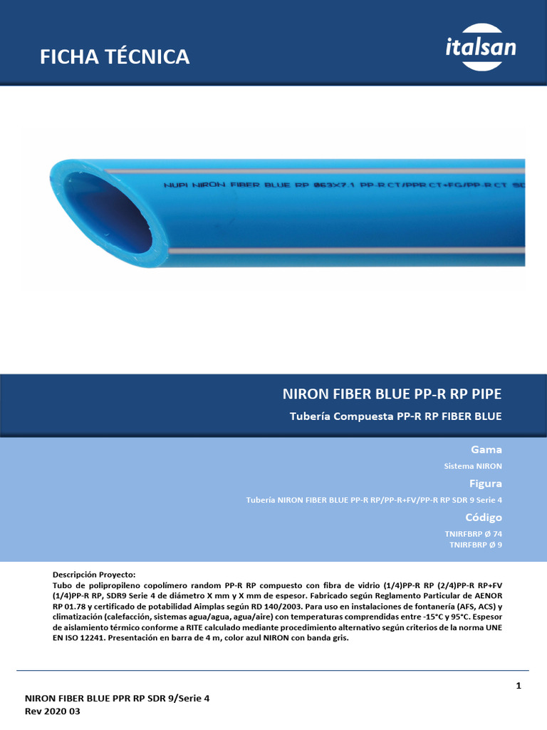 2020 03 Nir Ficha Técnica Fiber Blue Rp | PDF | Física Aplicada e ...