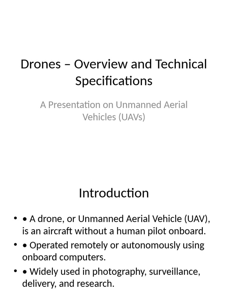 Drone Presentation Pdf Unmanned Aerial Vehicle Aviation