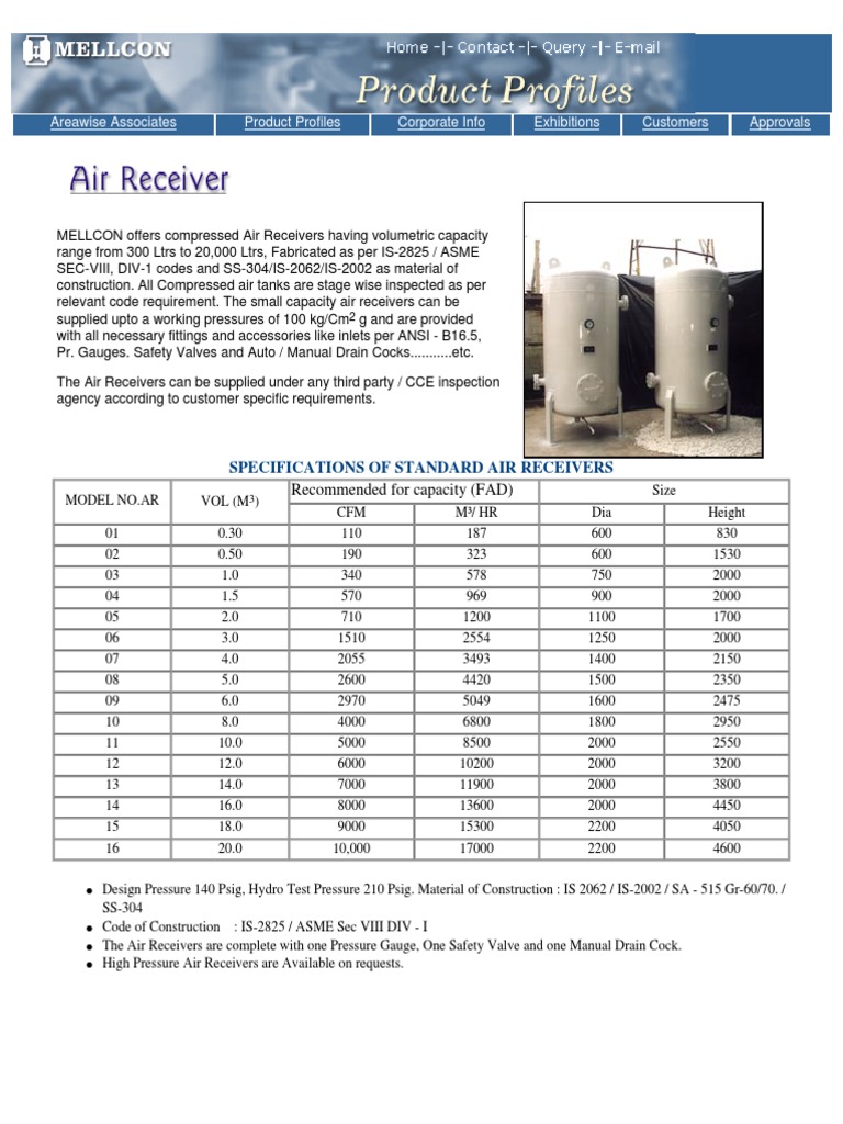 Air Receivers per IS 2825 Standards | PDF | Technology & Engineering