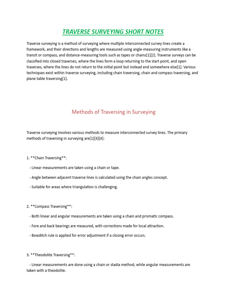 Traverse Surveying Methods Explained | PDF | Surveying | Compass