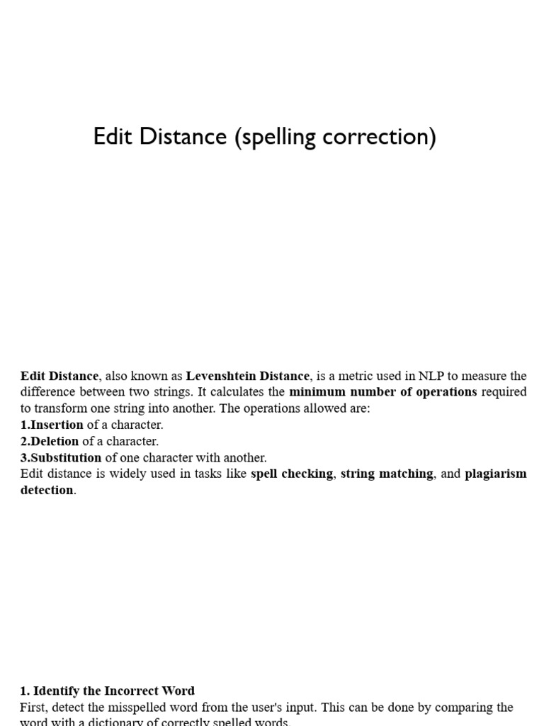 Edit Distance (Spelling Correction) | PDF | Algorithms | Applied ...