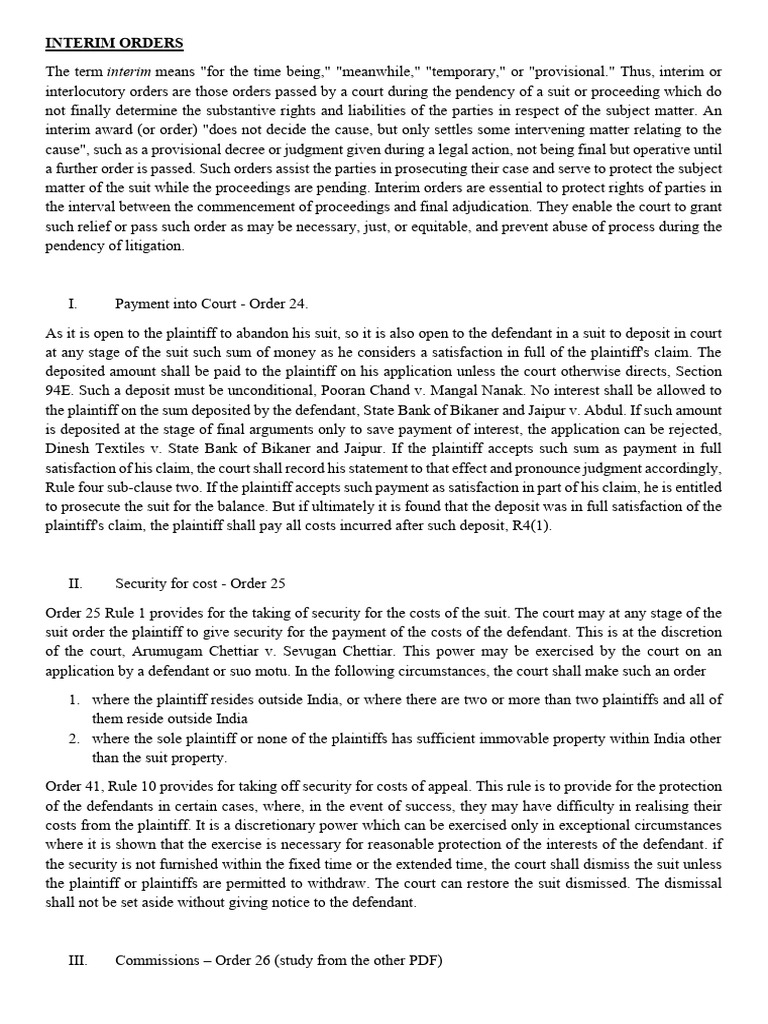 Understanding Interim Orders in CPC | PDF | Injunction | Lawsuit