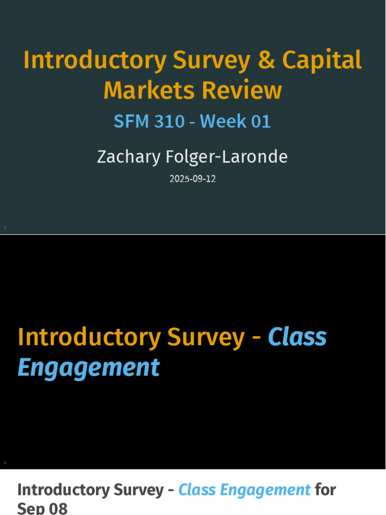 Week01 - Introductory Survey & Capital Markets Review | PDF ...