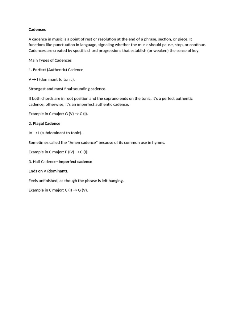 Understanding Musical Cadences | PDF