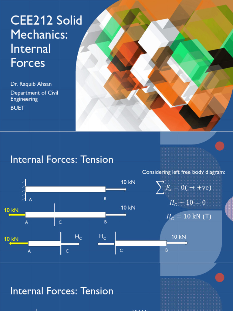 CEE212 Solid Mechanics Lec 02 Internal Forces | PDF | Beam (Structure ...