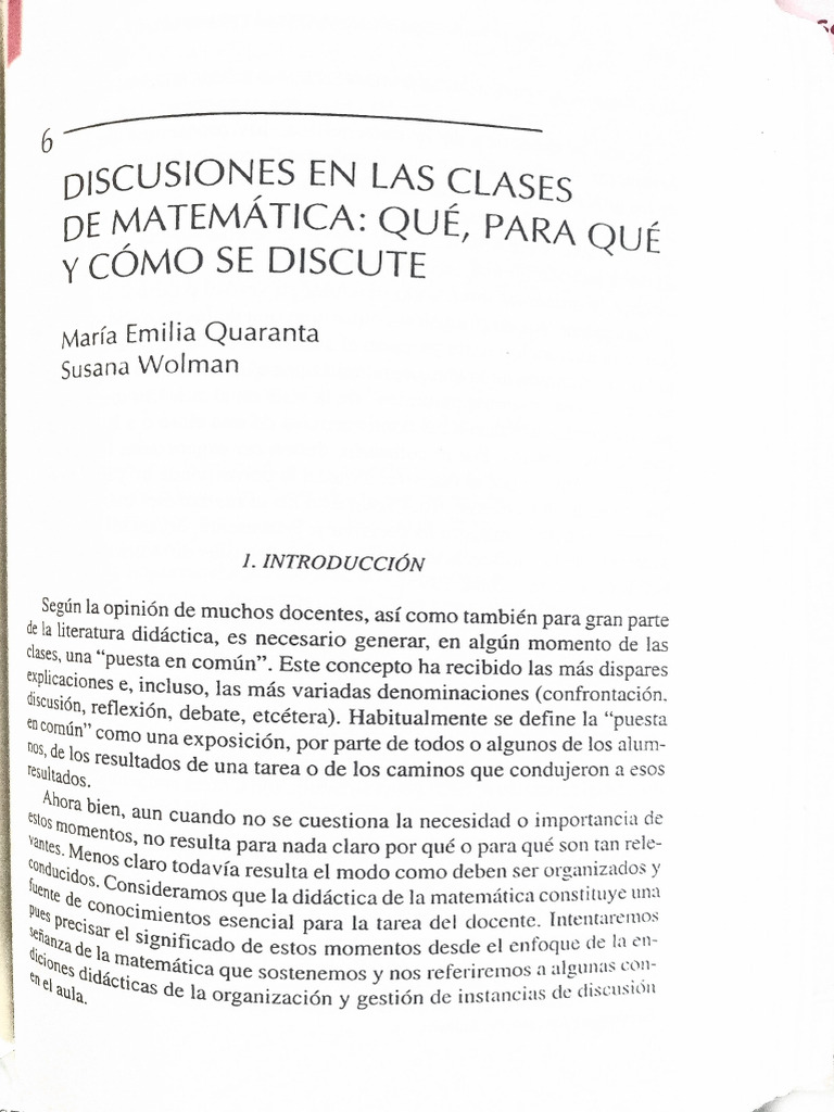 Discusiones en Clase de Matemática | PDF