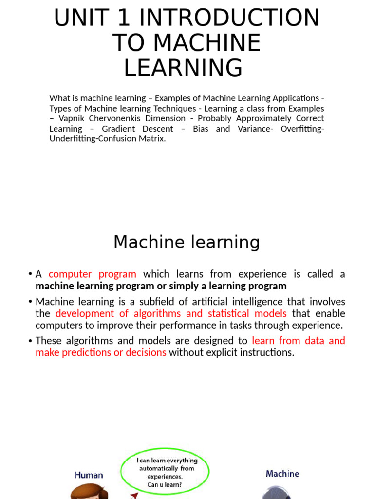 MLE_Unit 1 PPT | PDF | Machine Learning | Errors And Residuals