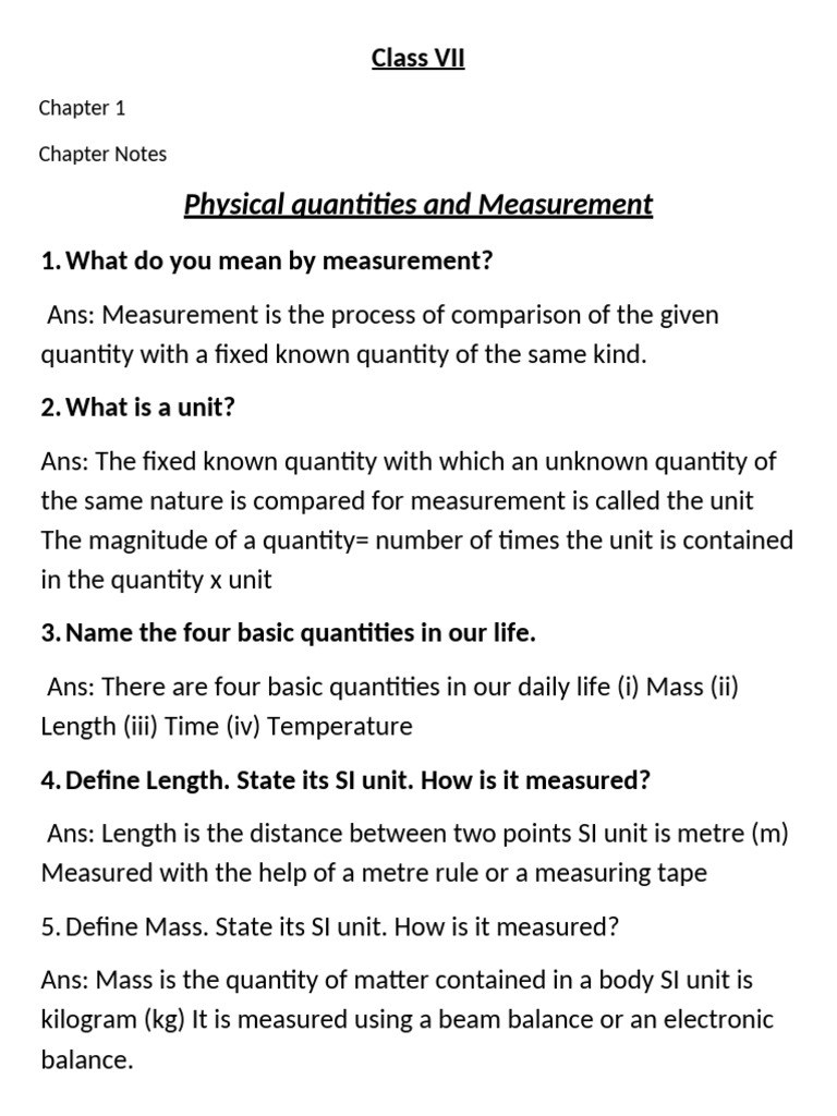 Measurement of Physical Quantities | PDF | Litre | Volume